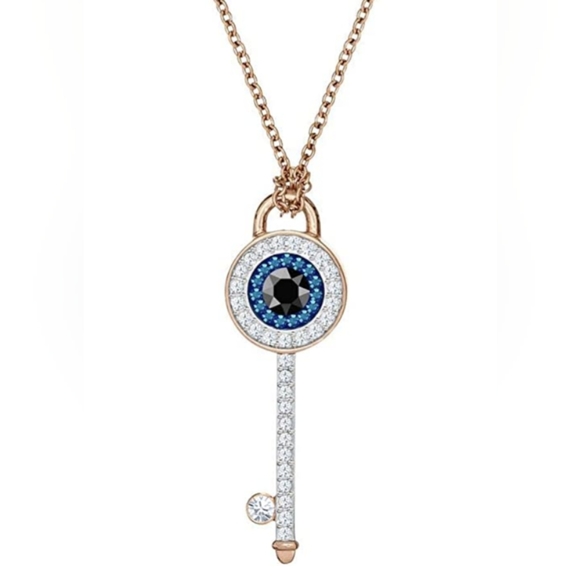 Swarovski | Jewelry | New In Box Swarovski Duo Evil Eye Key Pendant ...